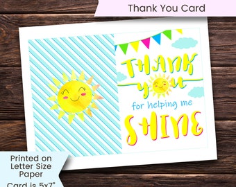 Thank You Teacher Card Sunshine - Etsy