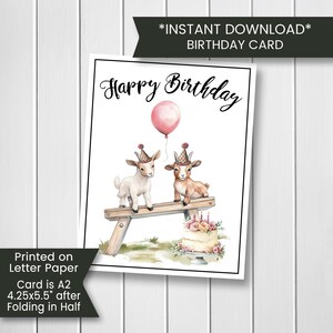 Pygmy Goat Birthday Card for Friend, Printable Little Goat Birthday ...