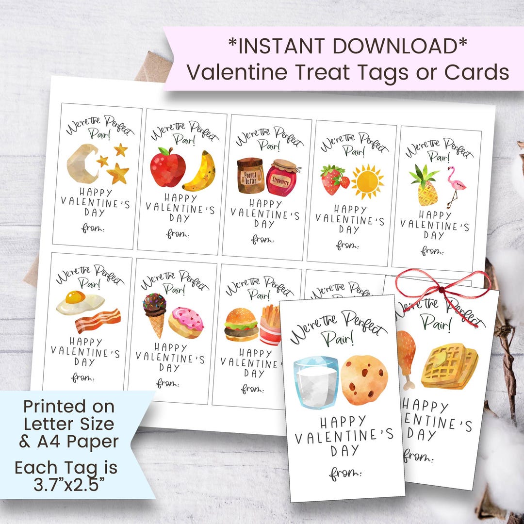 Valentine's Day Treat Tags, Printable Kids Valentines Day Cards ...