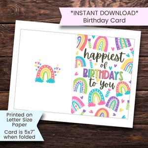 Rainbow Card, Printable Rainbow Birthday Card, Boho Rainbow Birthday ...