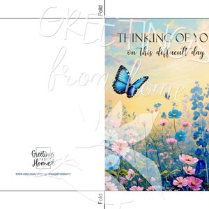 Printable Butterfly Sympathy Card, Bereavement Card, Thinking of You ...