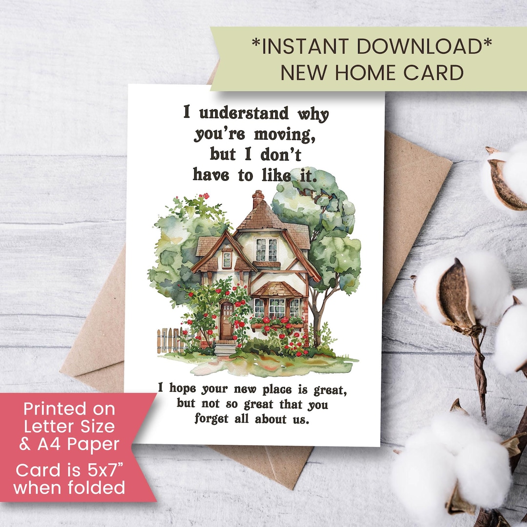 Funny Moving Card, Printable New Home Card, Neighbor Goodbye Card ...