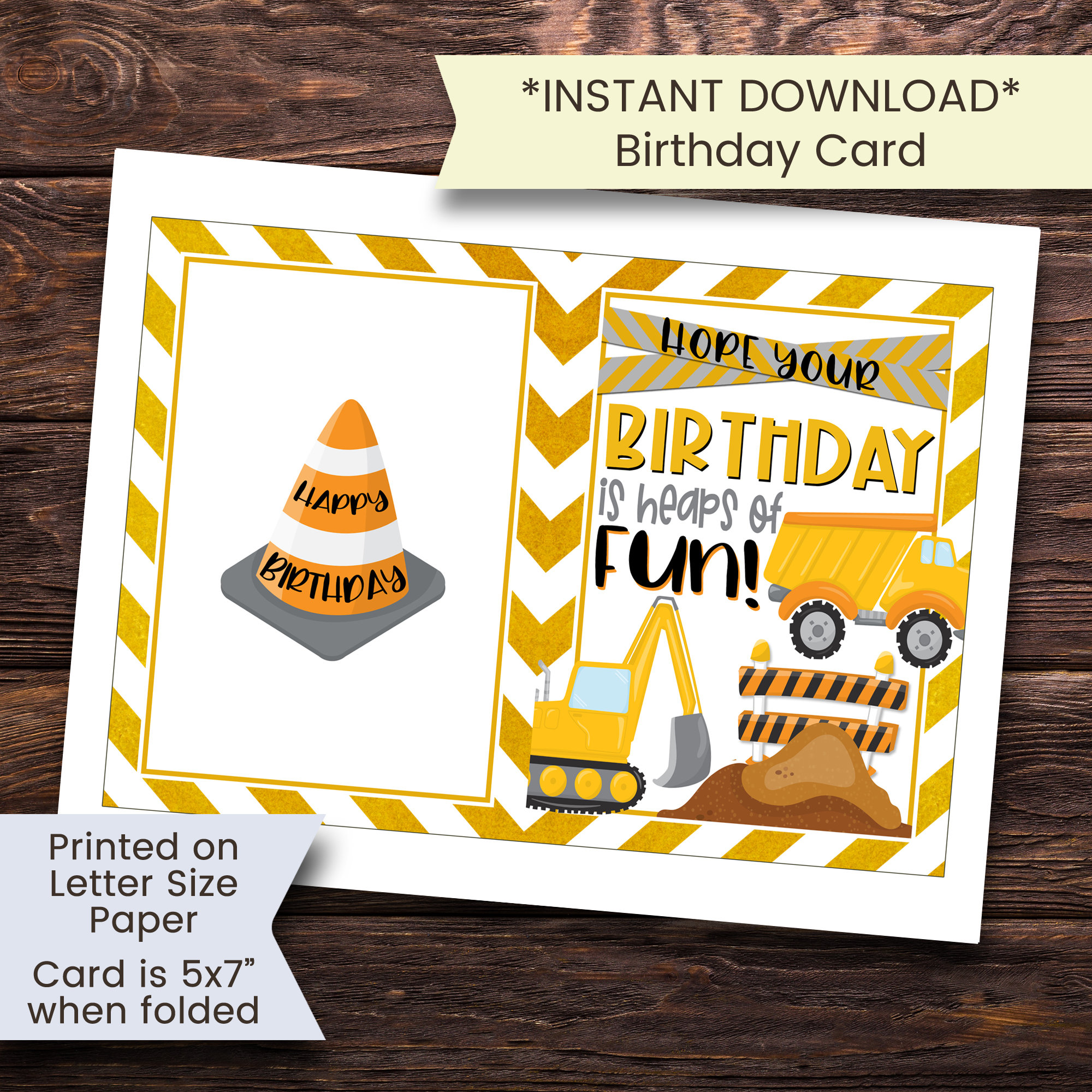 Construction Site Birthday Cards
