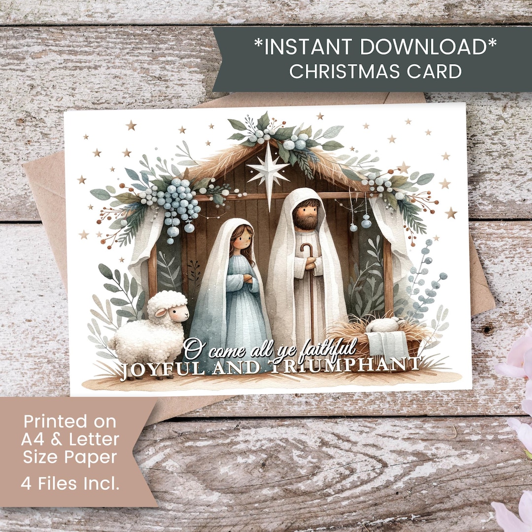 Printable Nativity Christmas Card, Christian Christmas Card, Religious ...