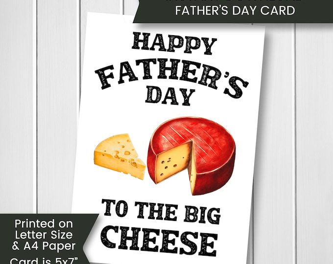 Funny Father's Day Card From Child Printable, Big Cheese Card for ...
