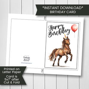 Horse Birthday Card for Friend, Printable Stallion Birthday Card for ...