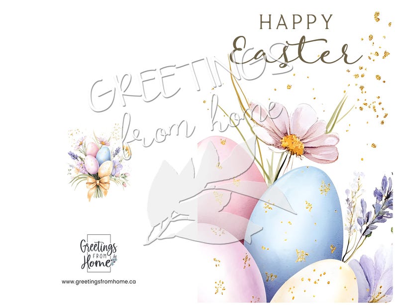 Printable Wildflower Easter Card for Grandmother, Easter Egg Card for ...
