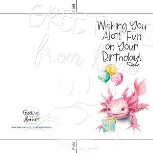 Axolotl Birthday Card for Friend, Printable Axolotl Birthday Card, Pink ...