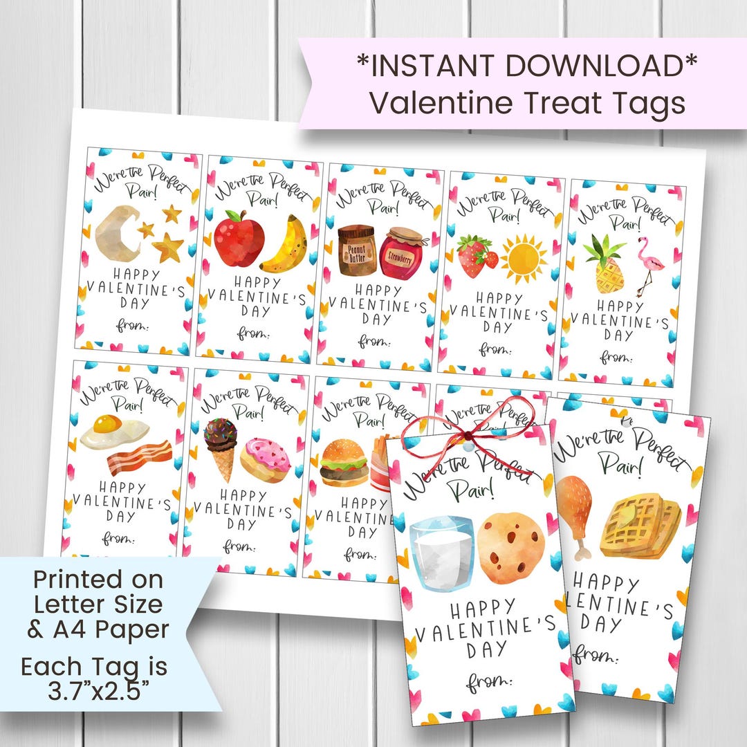 Valentine's Day Treat Tags, Printable Valentines Day Tags for Kids ...