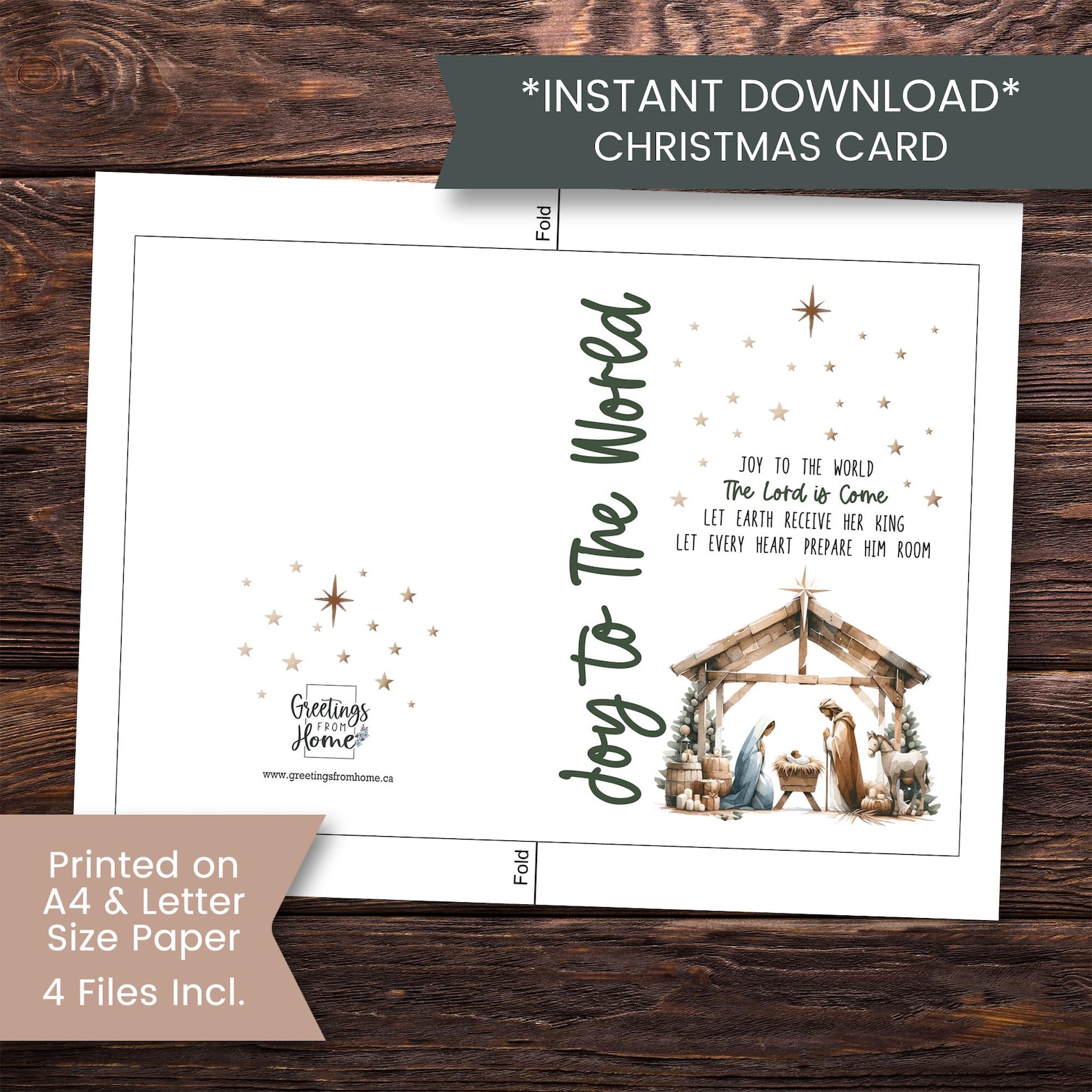 Printable Nativity Christmas Card, Christian Christmas Card, Joy to the ...