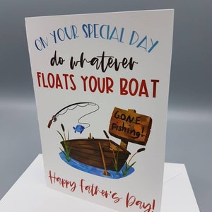 Fishing Father's Day Card, Gone Fishing Fathers Day Card, Fishing, Boat ...