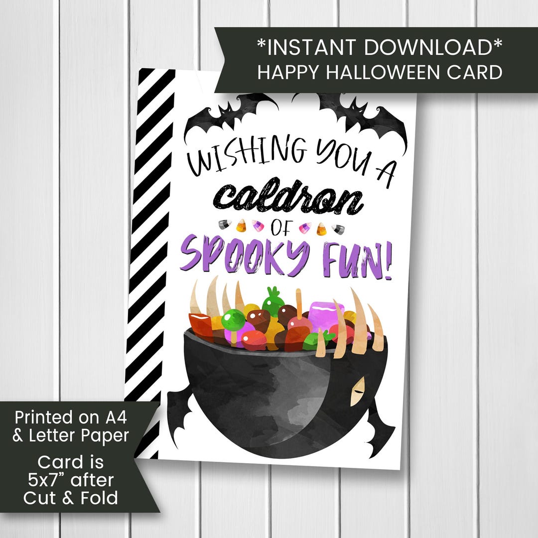 Printable Halloween Card, Happy Halloween Card Printable, Happy ...