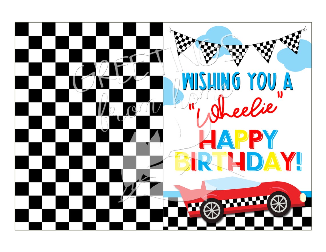 Race Car Card Printable Race Car Birthday Card Race Car | Etsy