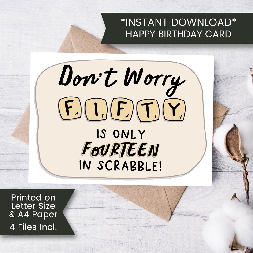 Printable Funny 50th Birthday Card for Dad, Fifty Birthday Card for ...