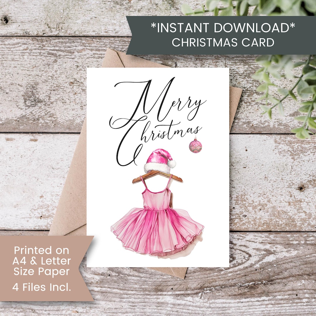 Christmas Card for Dance Teacher, Printable Ballet Christmas Card ...