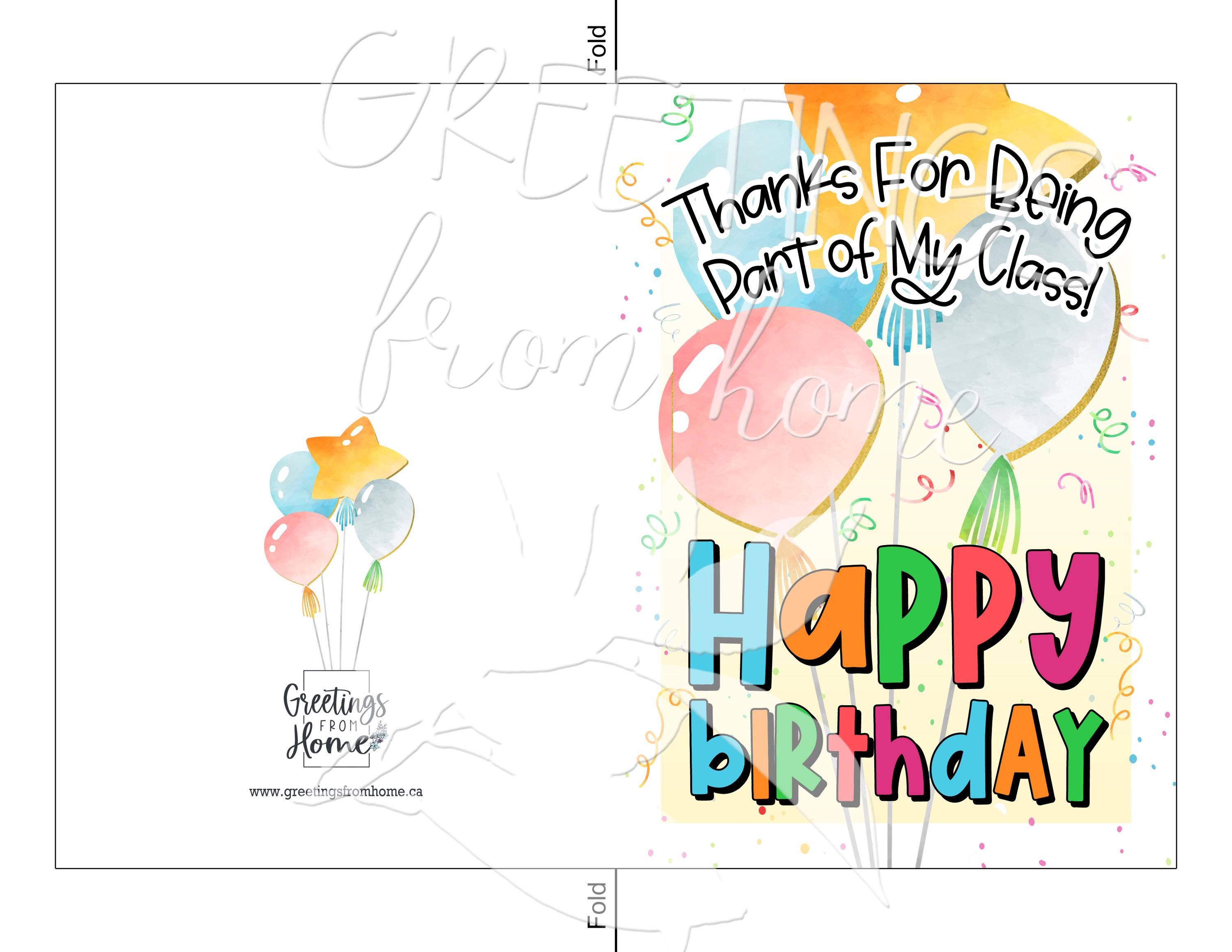 Printable Birthday Card for Student, Birthday Card From Teacher, for ...