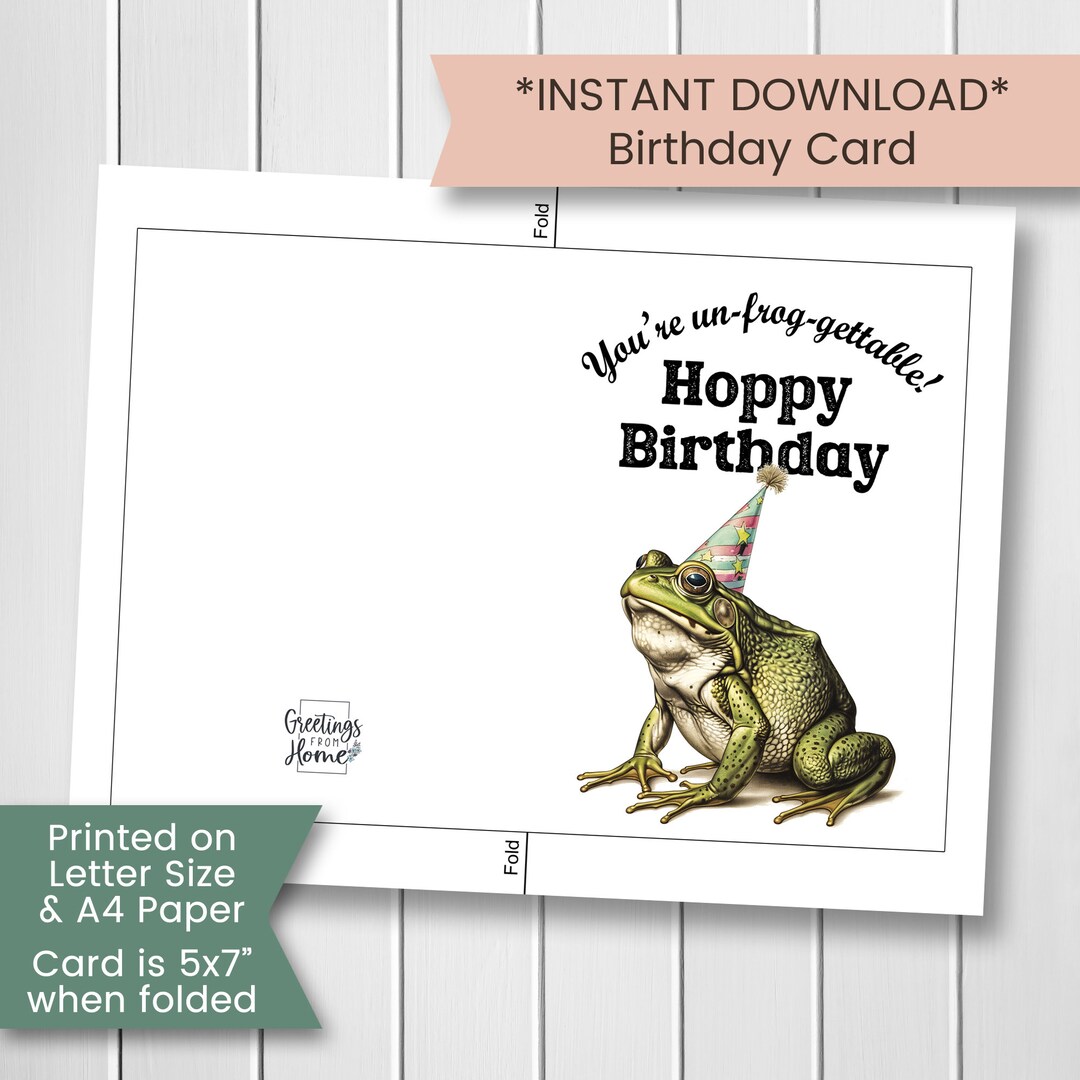 Frog Birthday Card, Funny Birthday Card With Frog, Printable Toad ...