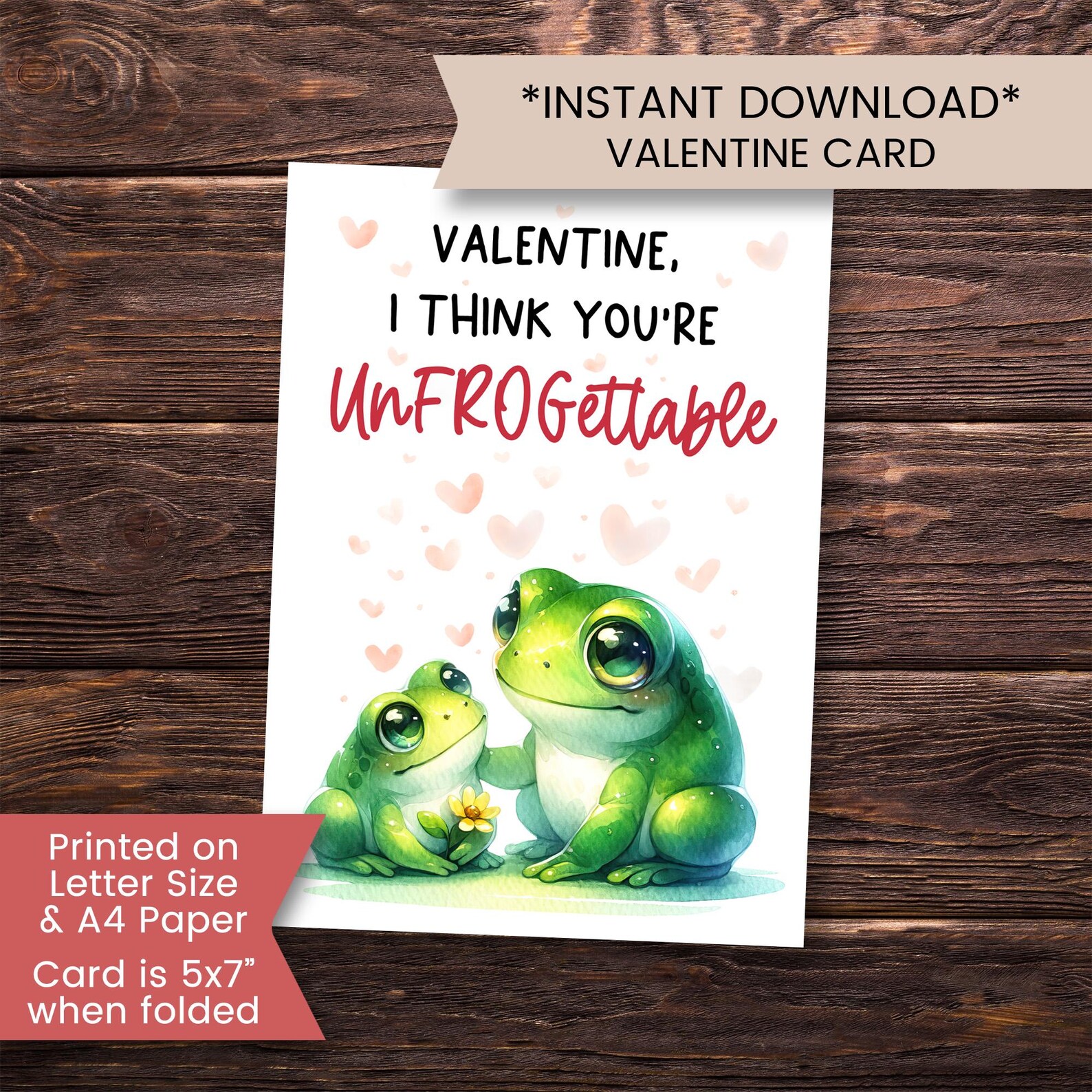 Printable Frog Valentine Card for Grandson, Valentine Card Frog, Cute ...