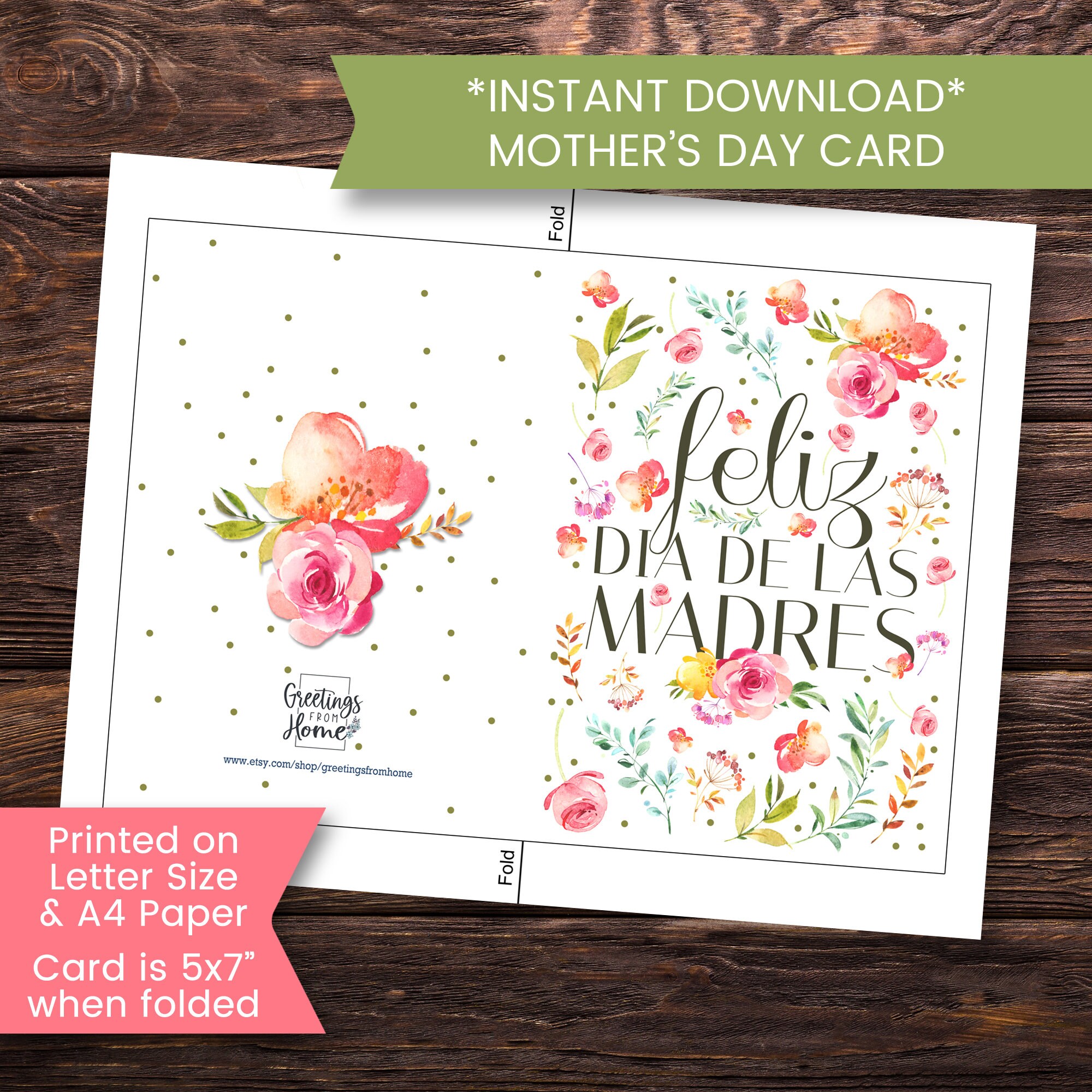 Feliz Dia De Las Madres Card, Spanish Mother's Day Card, Dia De La ...