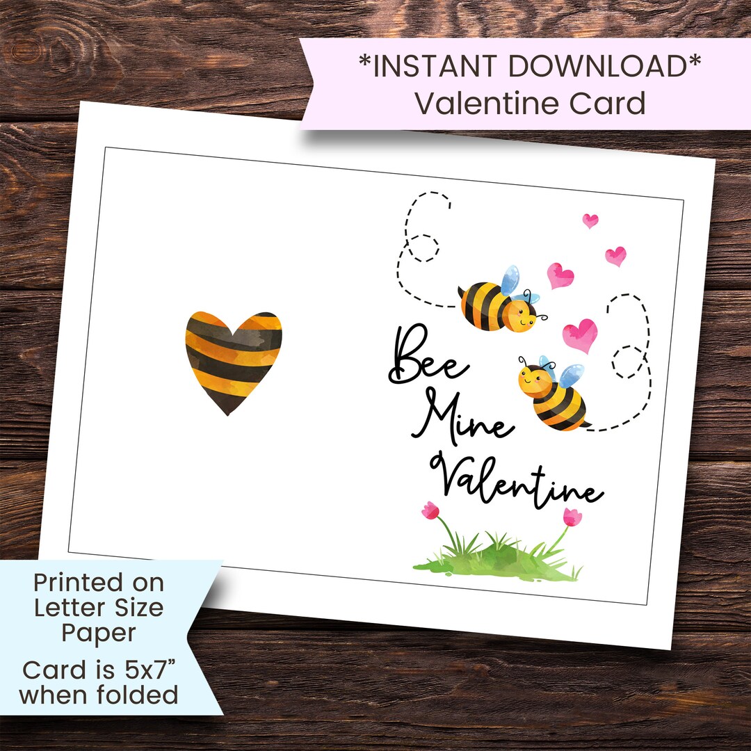 Bee Valentines Card, Bee Mine Valentines Day Card, Bee Lovers ...