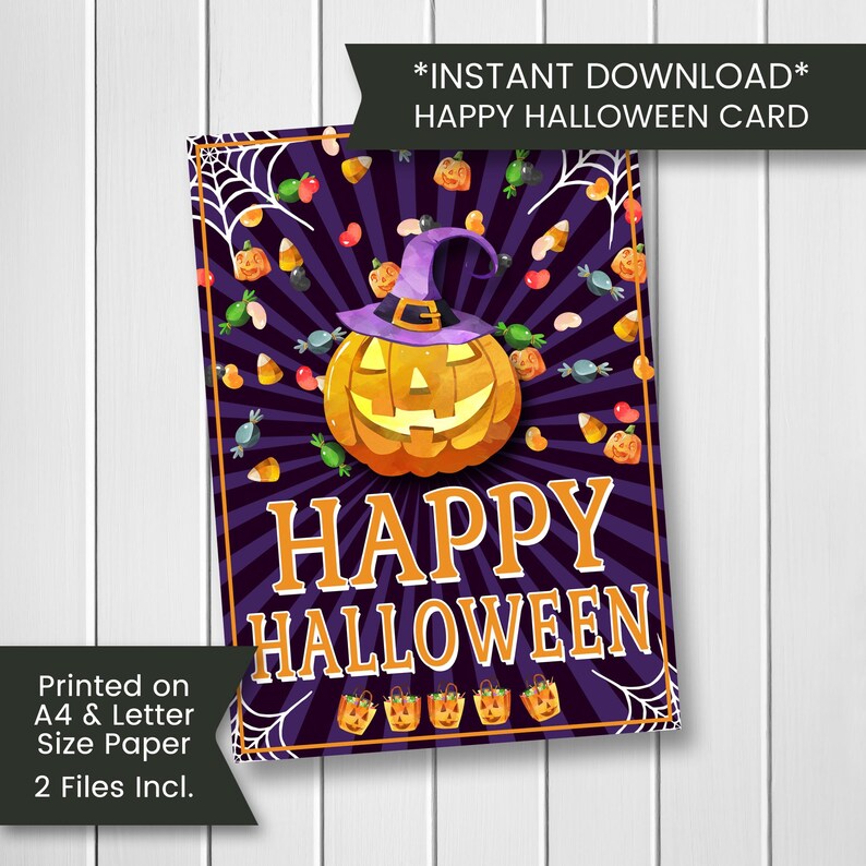 Halloween Card Printable, Printable Happy Halloween Card, Happy ...