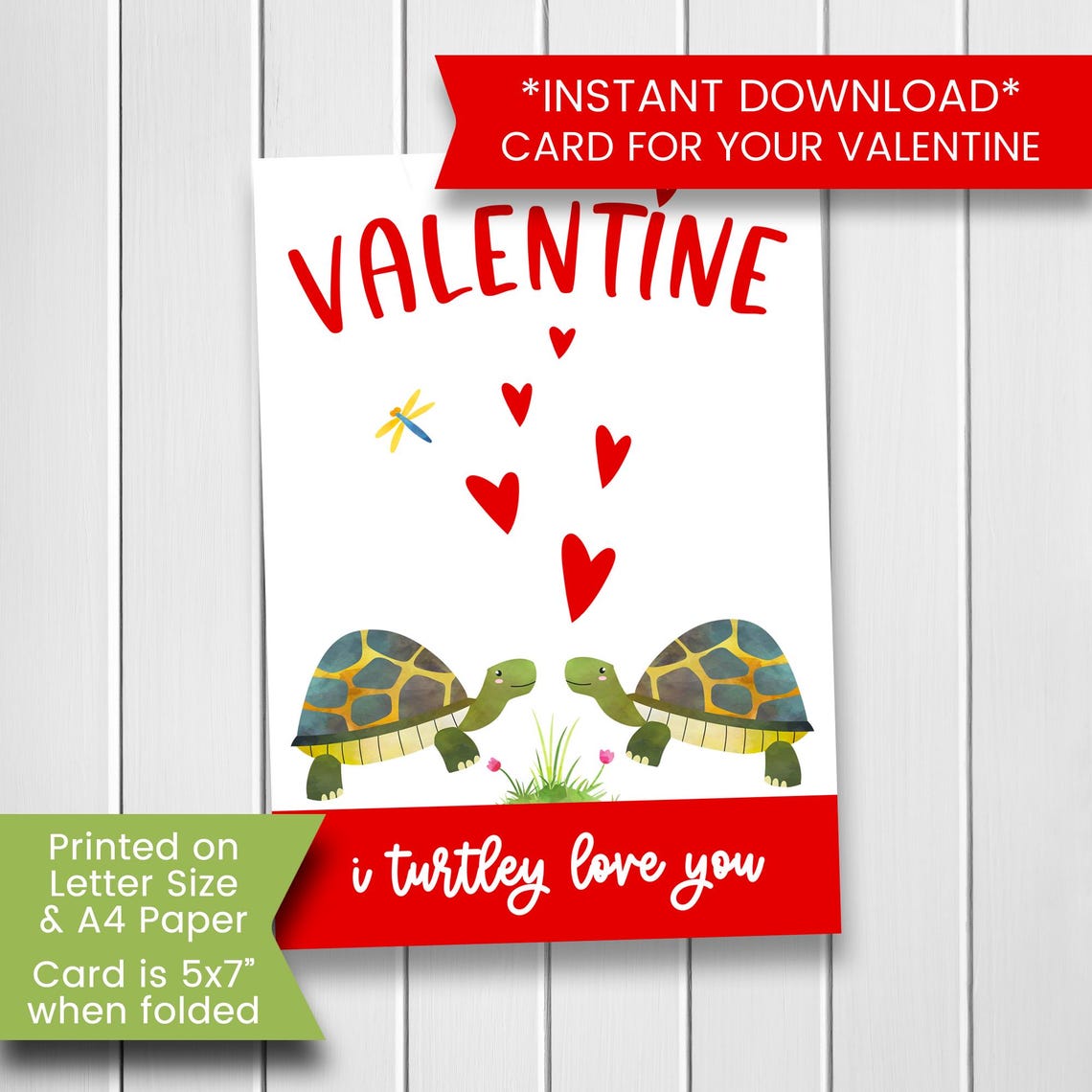 Turtle Valentines Card, Turtle Valentines Day Card, Turtle Lovers ...