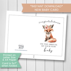 Printable New Baby Card, Congratulations on Your New Baby Card, Baby ...