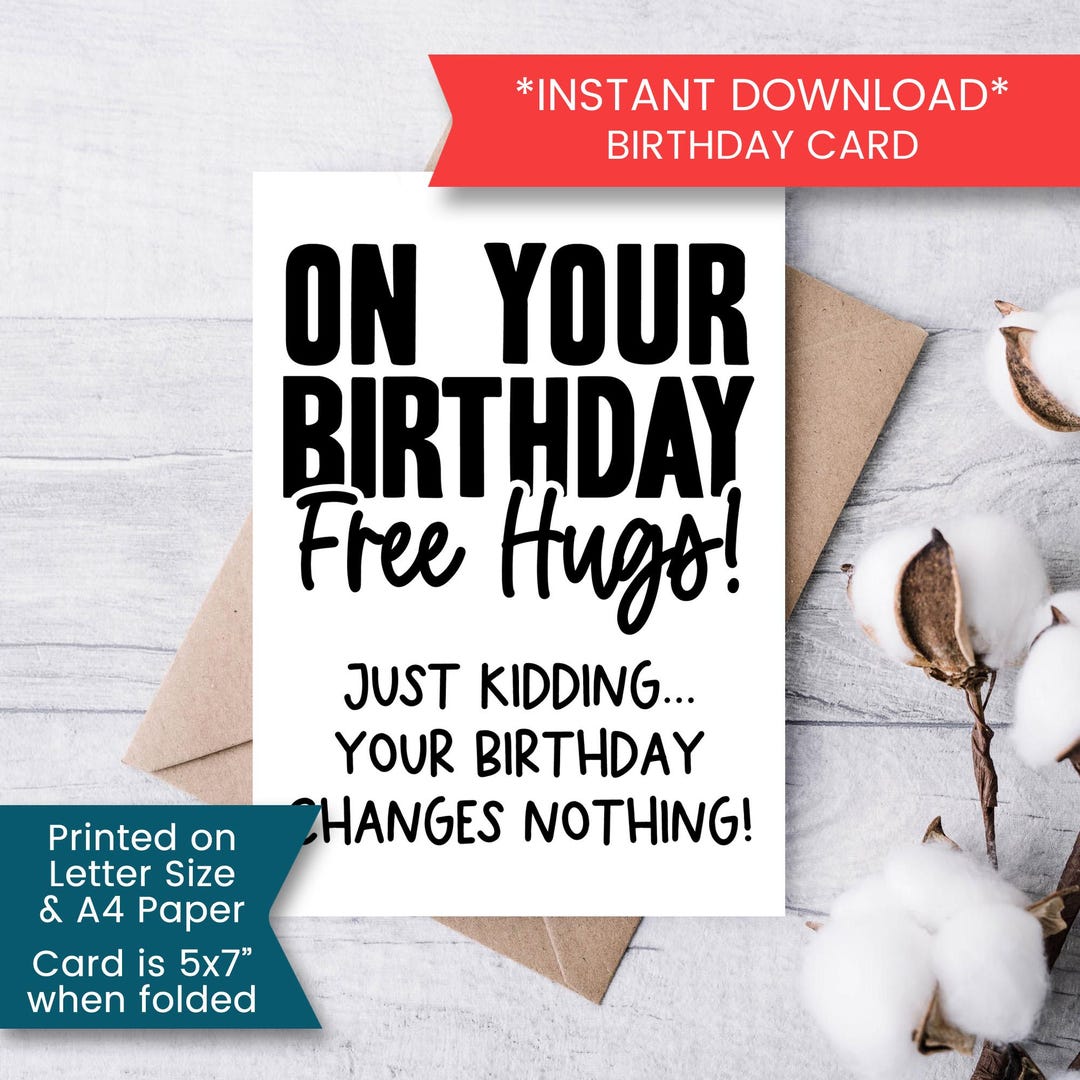 Printable Birthday Hugs Card, Introvert Birthday Card for Best Friend ...