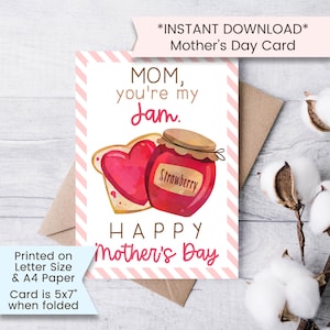 Printable Mother's Day Card, Jam Mother's Day Card, Mother's Day Card ...