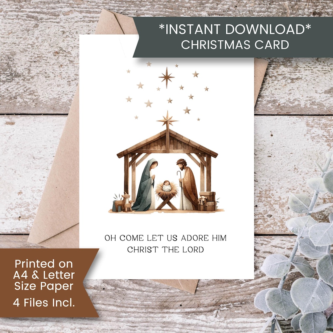 Printable Nativity Christmas Card, Christian Christmas Card, Religious ...