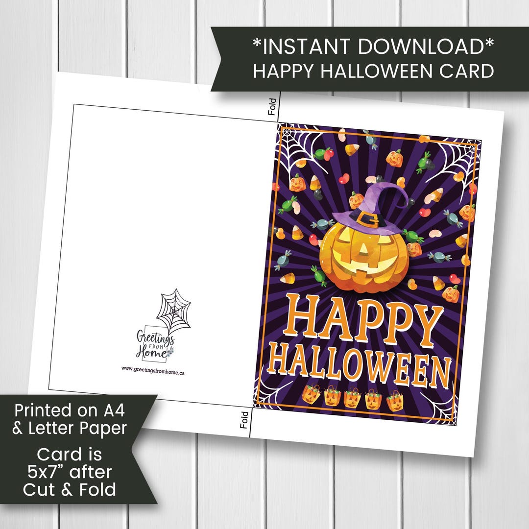 Halloween Card Printable, Printable Happy Halloween Card, Happy ...