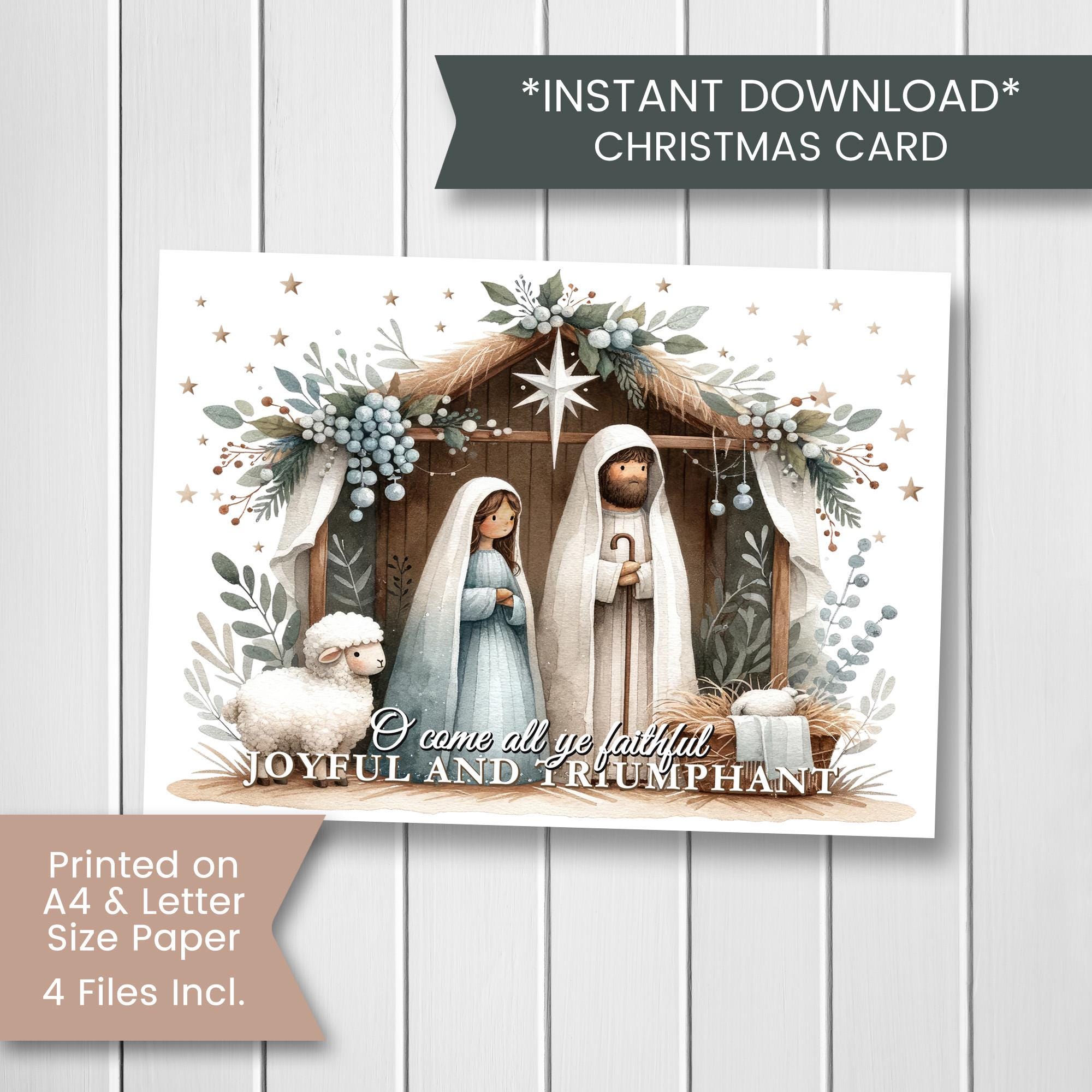 Printable Nativity Christmas Card, Christian Christmas Card, Religious ...