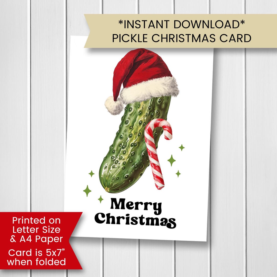 Printable Pickle Christmas Card for Friend, Christmas Pickle Card for ...