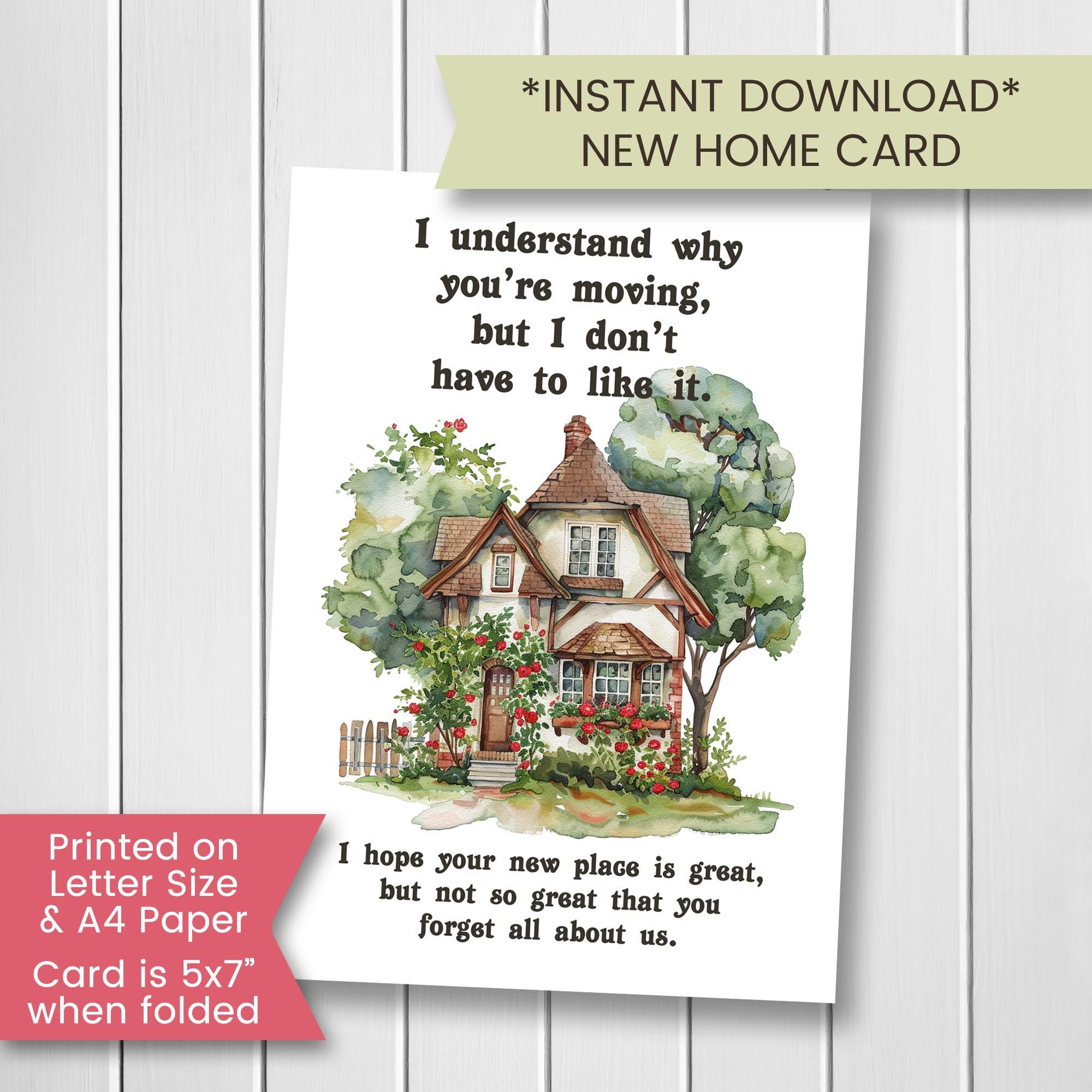Funny Moving Farewell Card, Printable New Home Card, Neighbor Goodbye ...