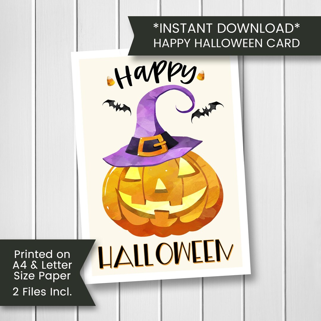 Printable Halloween Card for Kids, Pumpkin Card for Halloween Printable ...
