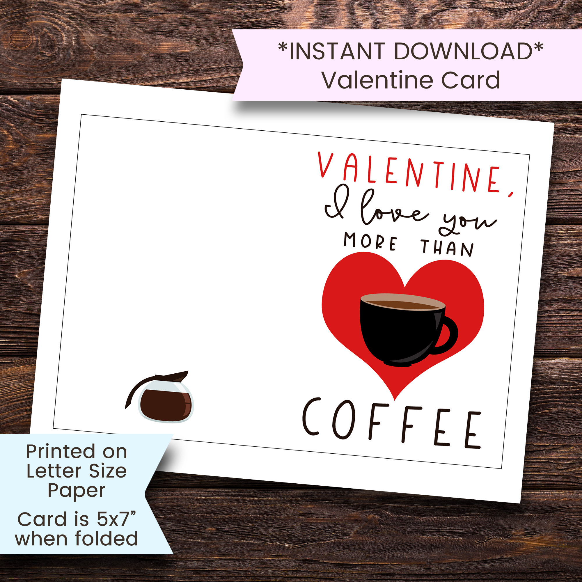 Coffee Lovers Valentines Card Valentines Day Card Coffee | Etsy