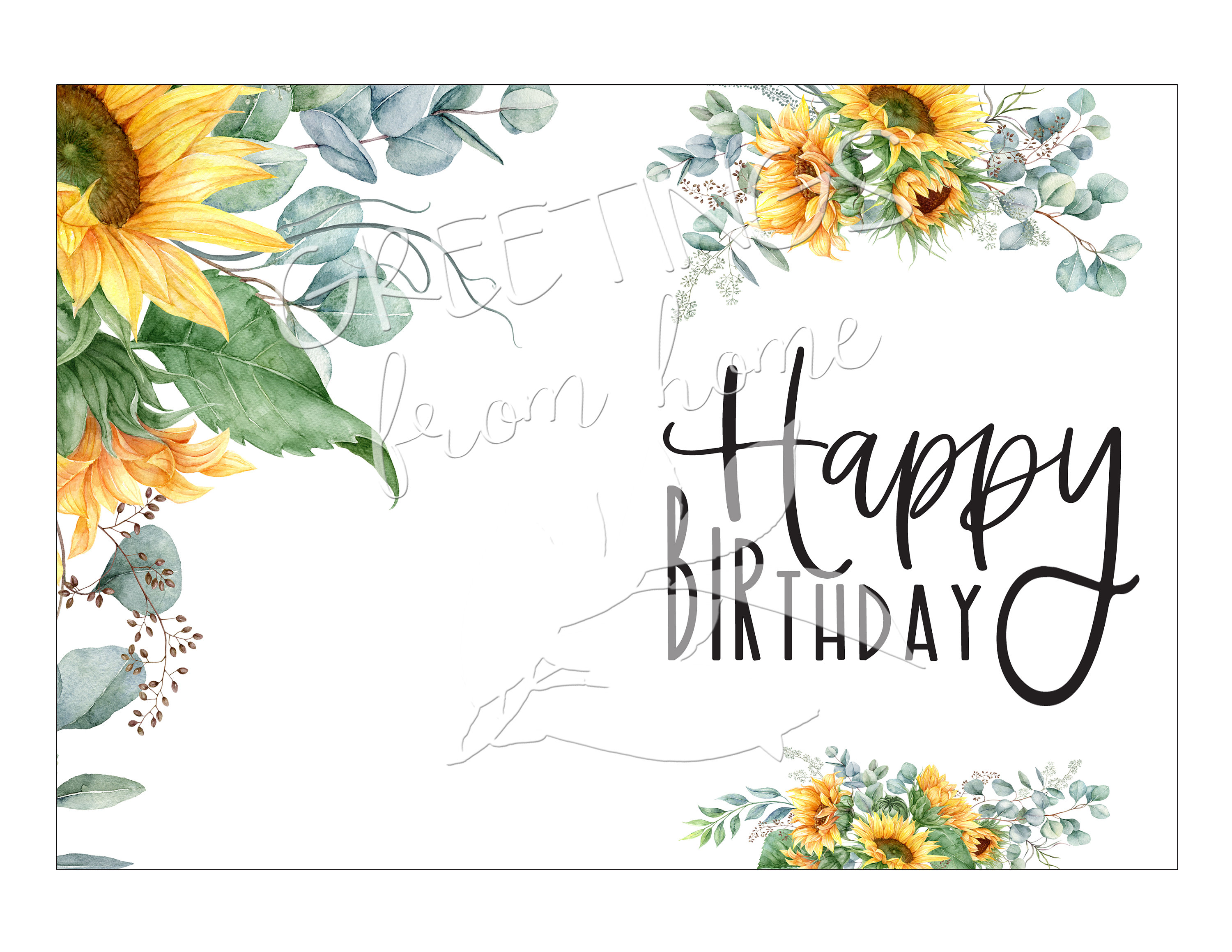 Sunflower Birthday Card Sunflower Card Printable Sunflower - Etsy