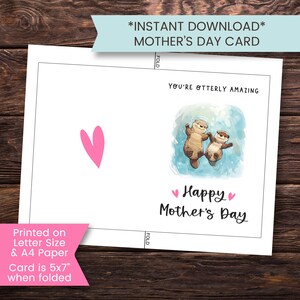 Printable Otter Mother's Day Card, Otterly Amazing Mother's Day Card ...