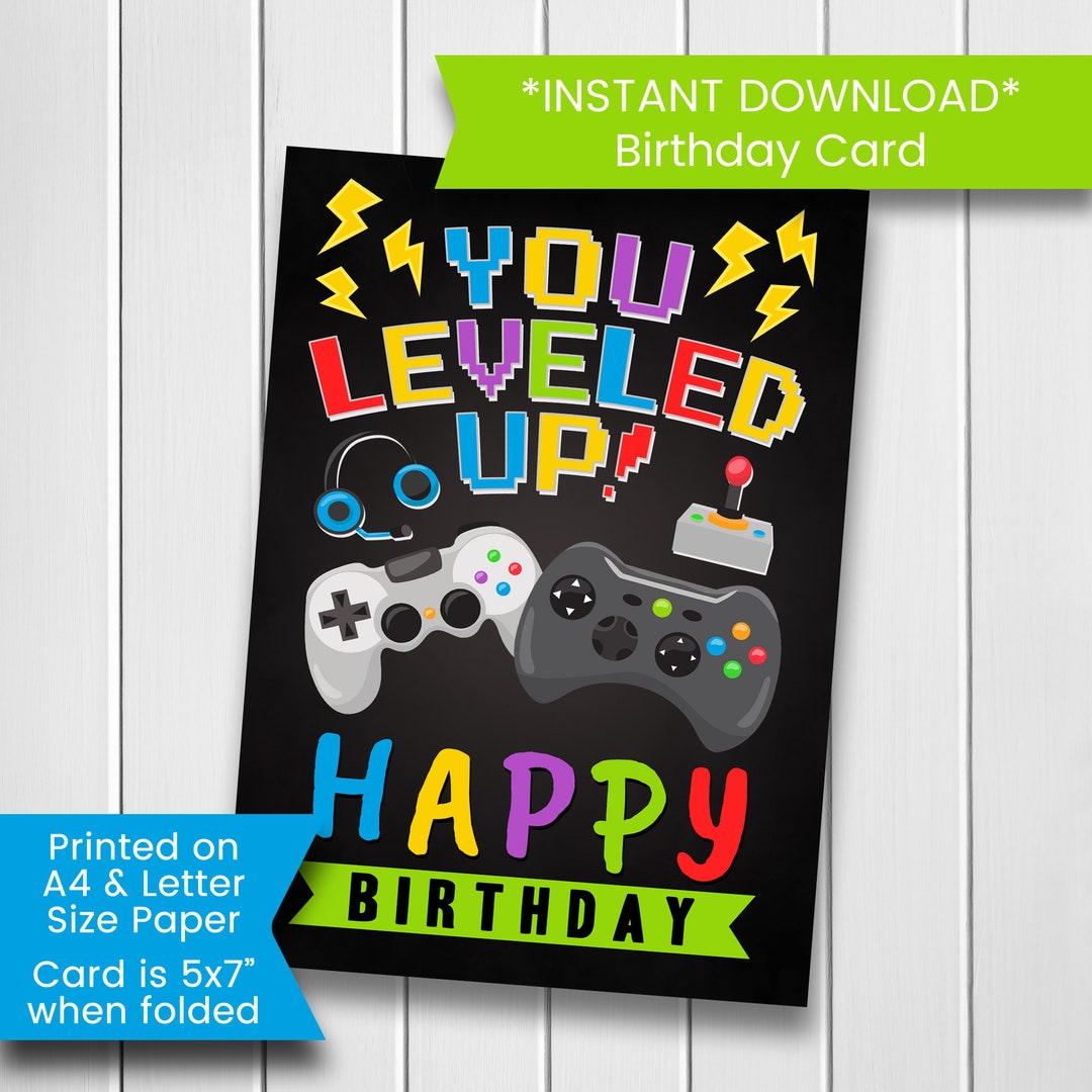 Video Game Birthday Card Printable, Printable Gamer Birthday Card, for ...