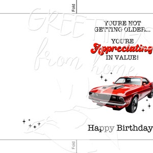 Classic Car Birthday Card, Printable Car Birthday Card for Dad, Hot Rod ...