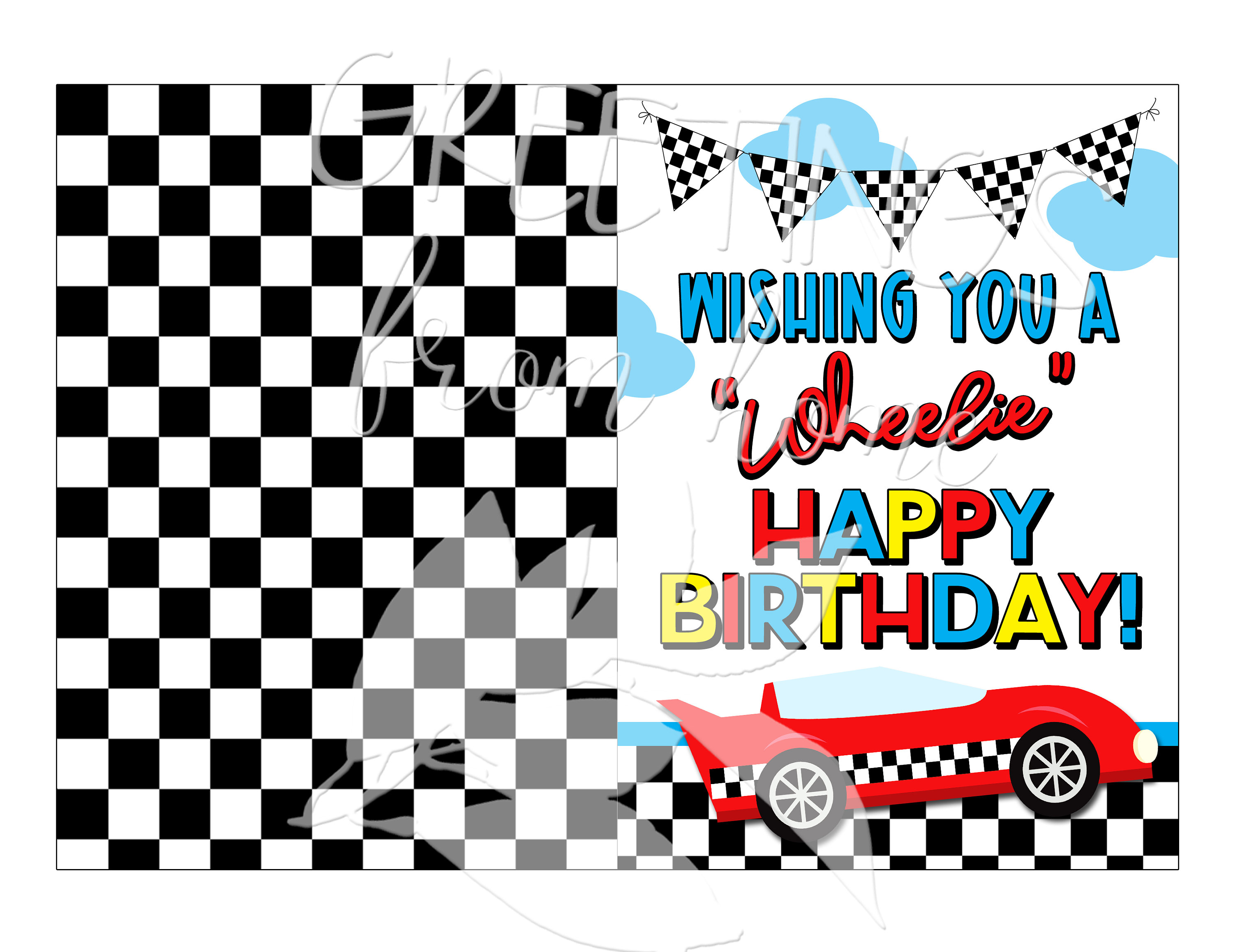 Race Car Card, Printable Race Car Birthday Card for Son, Race Car ...