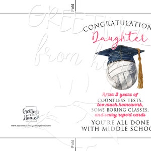 Printable 8th Grade Graduation Card for Daughter, Middle School Grad ...