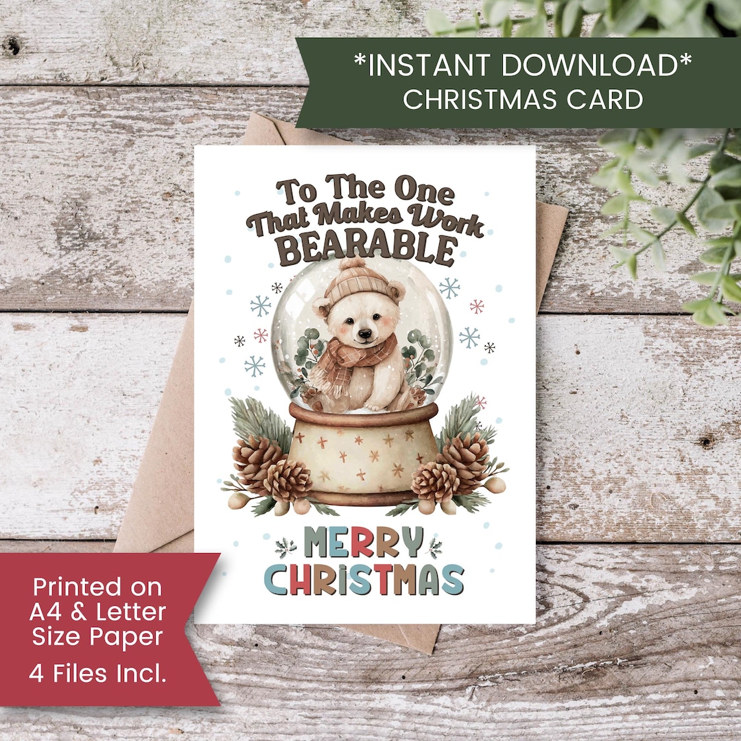 Printable Work Christmas Card for Coworker, Boss Christmas Card, Work ...