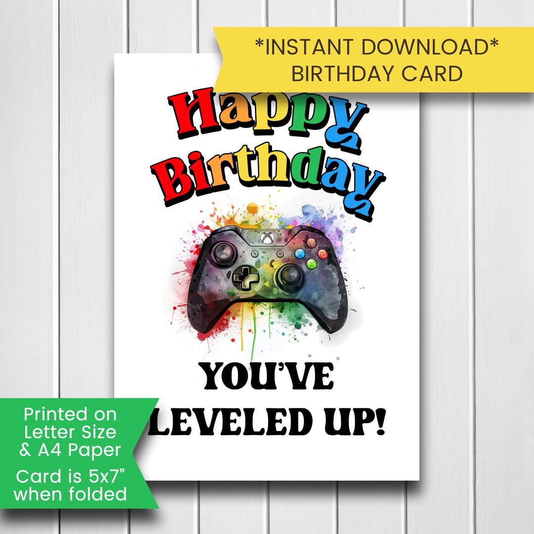 Video Game Birthday Card Printable, Printable Gamer Birthday Card, for ...