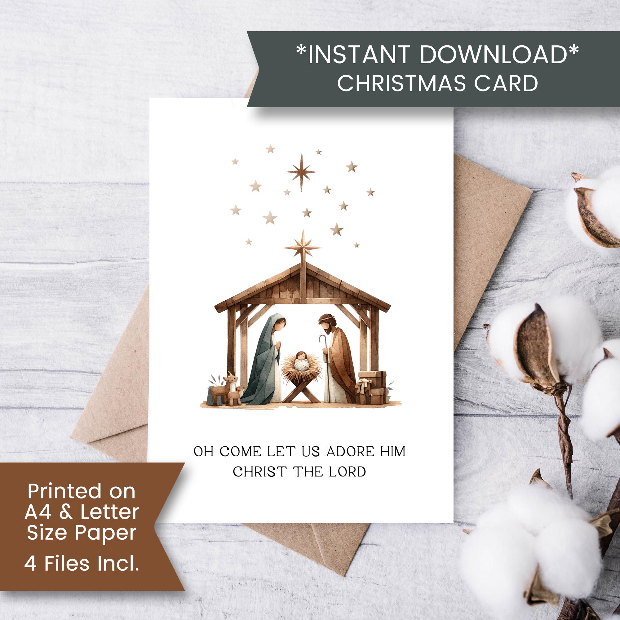 Printable Nativity Christmas Card, Christian Christmas Card, Religious ...