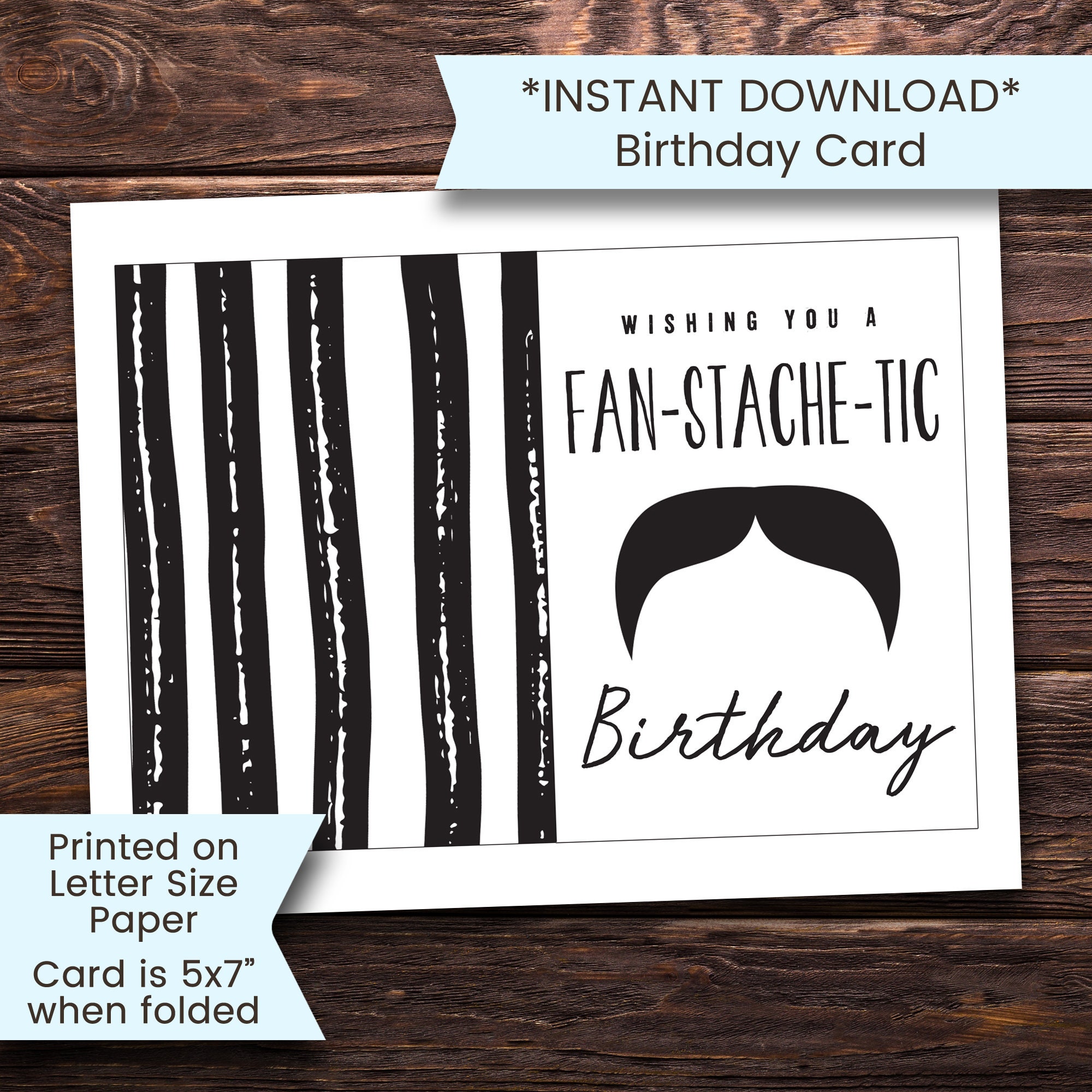 Mustache Birthday Card Mustache Birthday Card Printable | Etsy