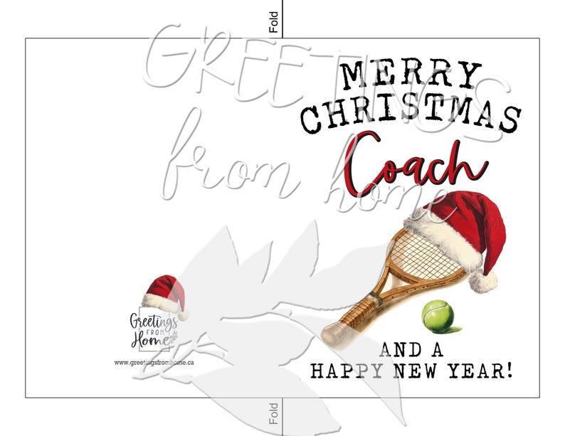 Christmas Card for Tennis Coach, Printable Tennis Coach Christmas Card ...