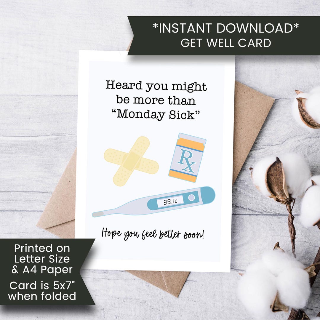 Printable Get Well Card for Coworker, Get Well Soon Card for Friend ...
