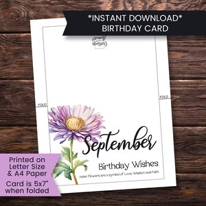 September Birth Flower Birthday Card for Her, Printable Birth Flower ...