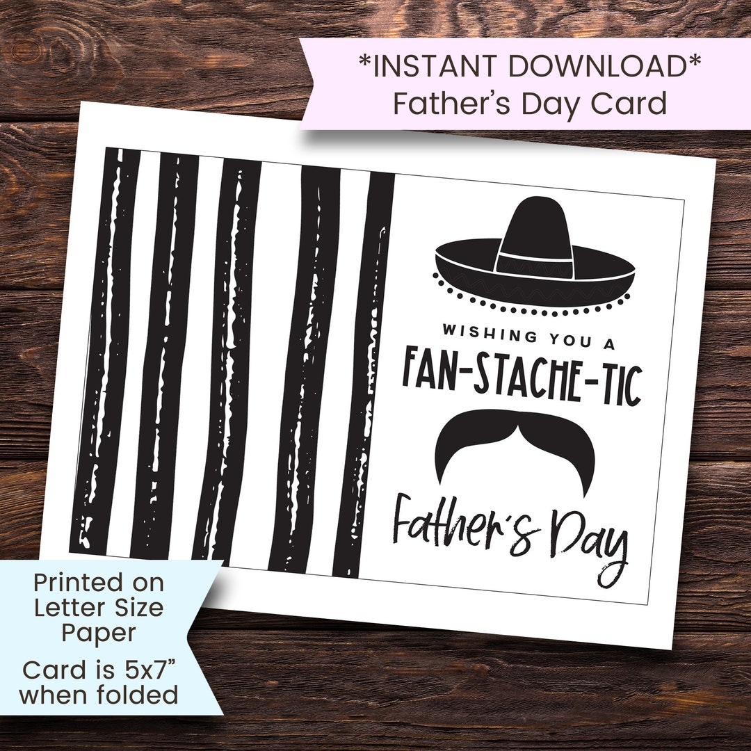 Mustache Father's Day Card Fathers Day Card Printable - Etsy